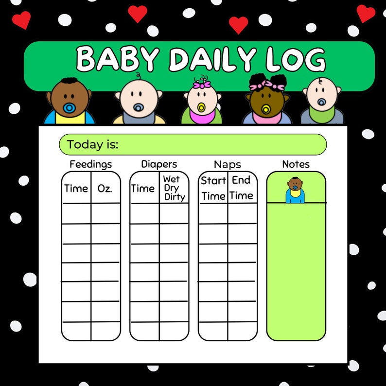 Cute Diy Baby Daily Log Infant Daily Schedule Babysitter Form Daycare ...