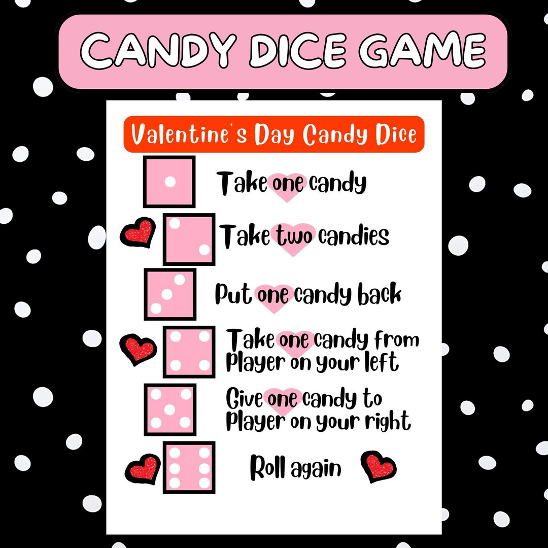 Game Fun Candy Roll the Dice Valentine Birthday Candy Dice Game Party ...