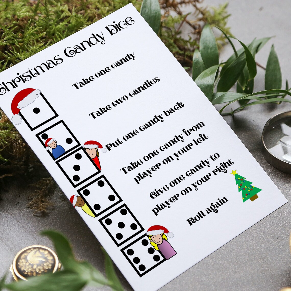 Game Fun Christmas Candy Roll the Dice Group Game Printable Roll the ...