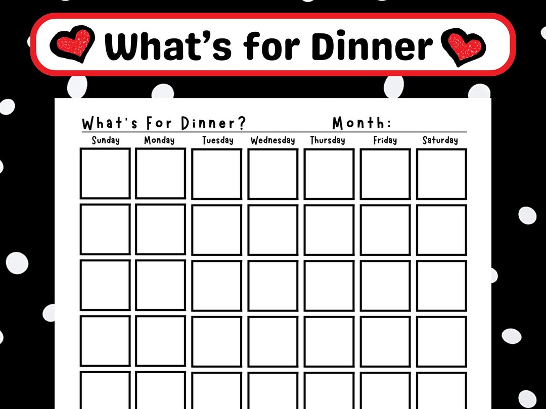 Printable Monthly Dinner Menu Planner, What's for Dinner Minimalist ...
