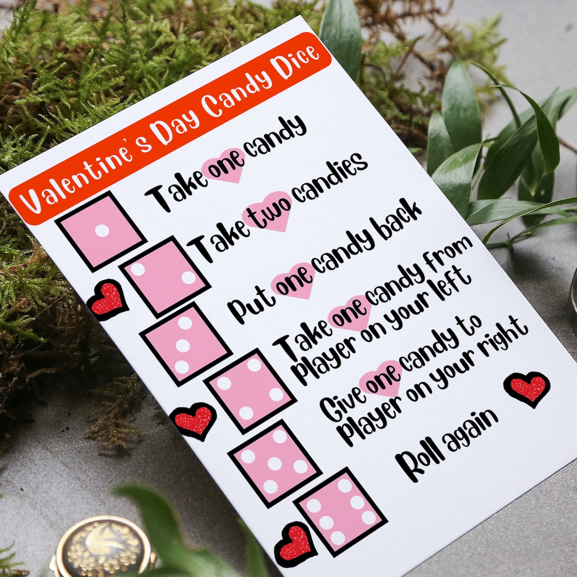 Valentine Candy Dice Game, Fun Candy Roll the Dice Game, Party ...