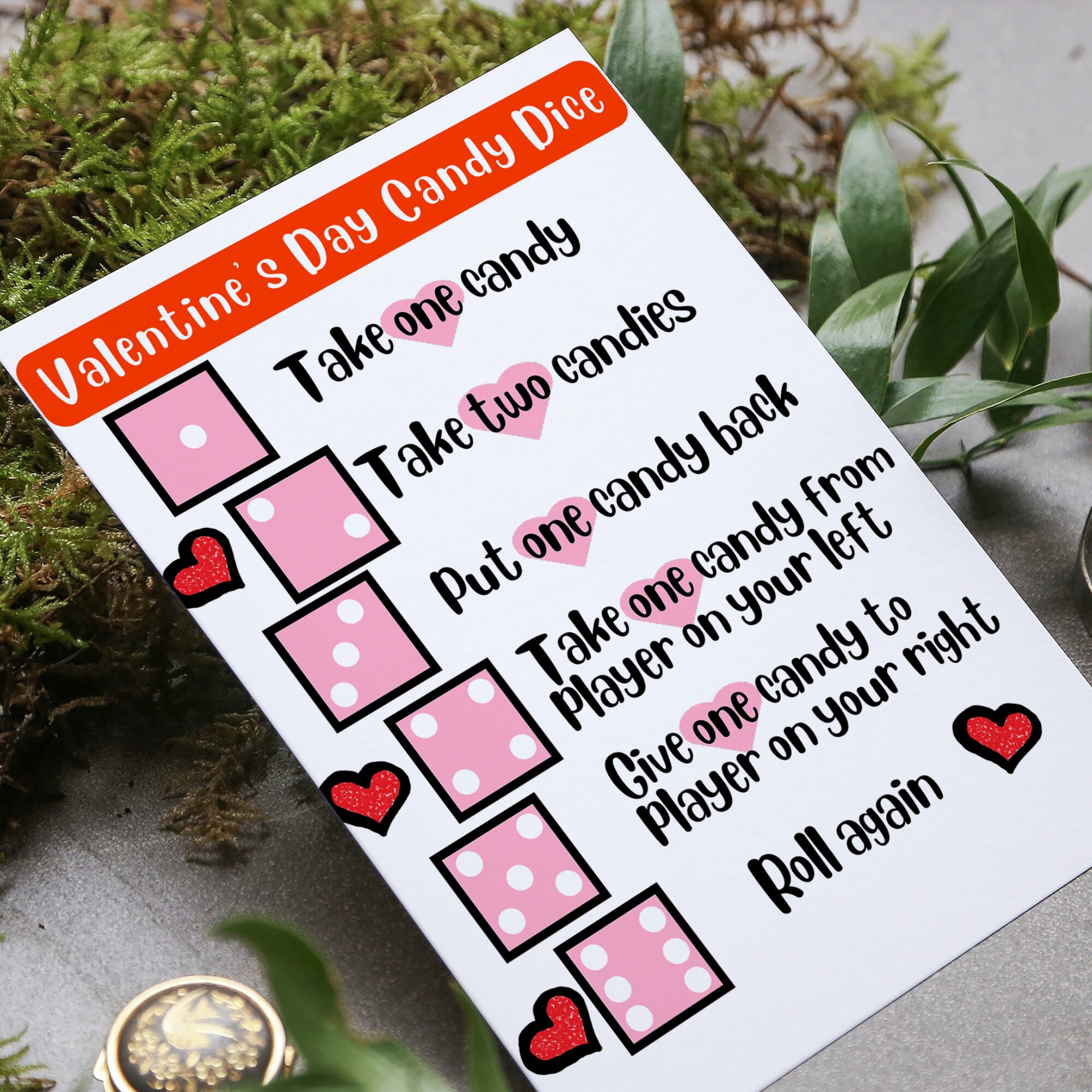 Valentine Candy Dice Game, Fun Candy Roll the Dice Game, Party ...