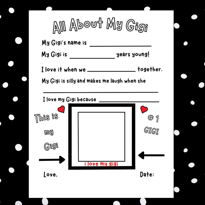 All About My Gigi Printable Coloring Worksheet Digital Download ...