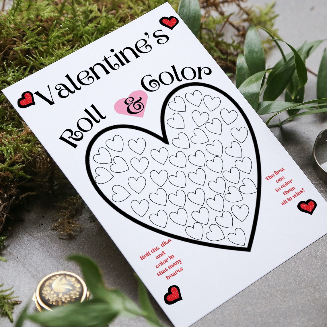 Game Fun Valentines Roll and Color Roll the Dice Group Game Printable ...
