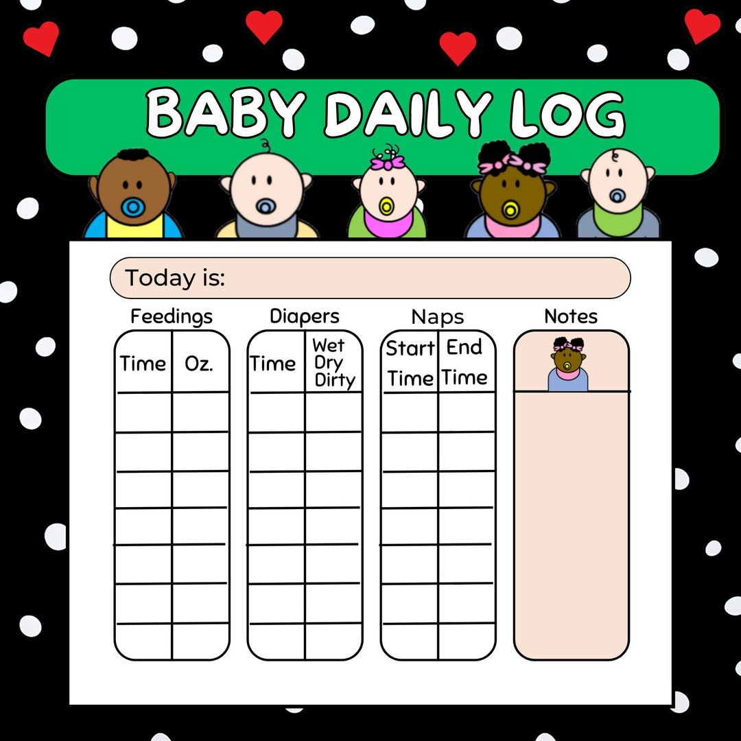 Infant Daily Log, Baby Record, Babysitter Daycare Feeding Chart, Diaper ...