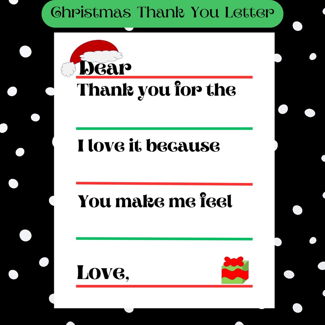 Christmas Thank You Notes Christmas Thank You Note From Kids, Xmas ...