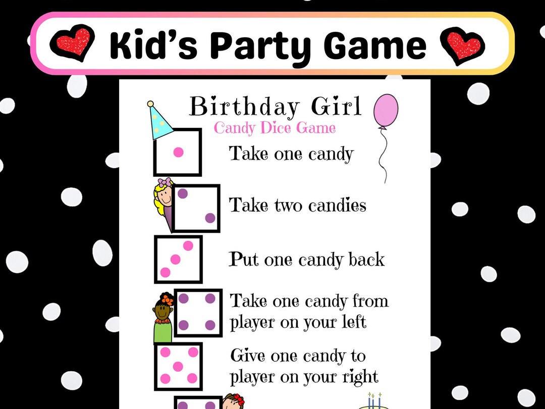 Kids Game Fun Candy Roll the Dice Girl Birthday Fun Candy Dice Game Kid ...