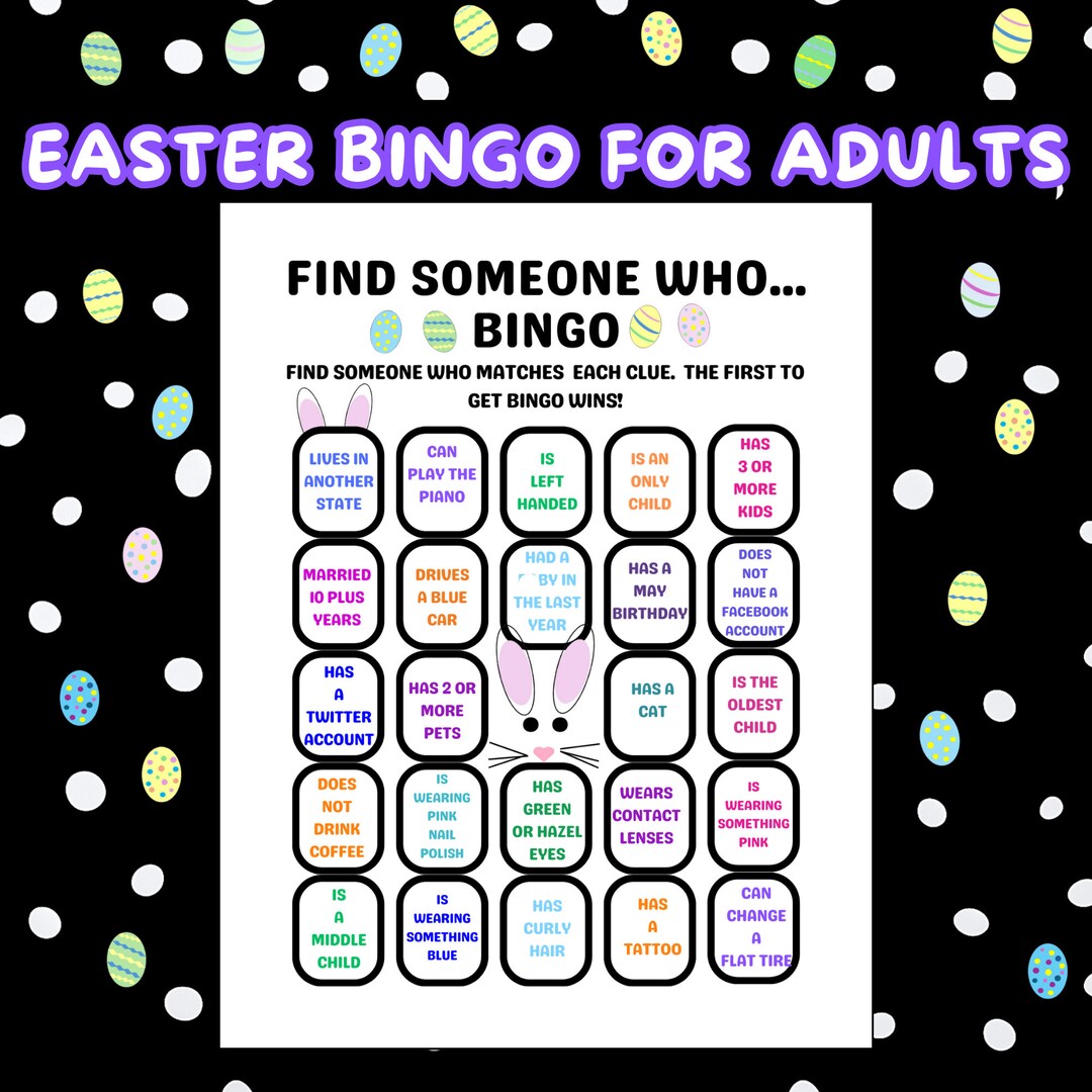 Easter Bingo Icebreaker Game: 'find the Guest' Party Activity ...