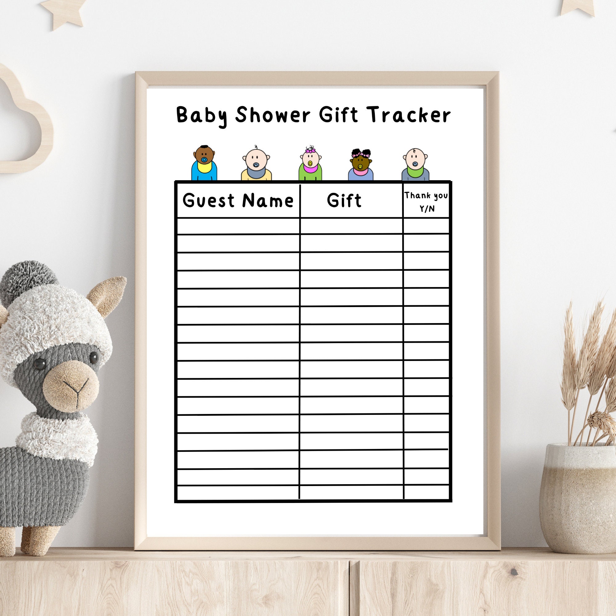 Baby Shower Gift Tracker Printable • Baby Gift List & Thank‑you Note ...