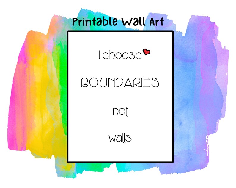 Personal Boundaries Setting Print Quote Poster Boundary Wall Art Print ...