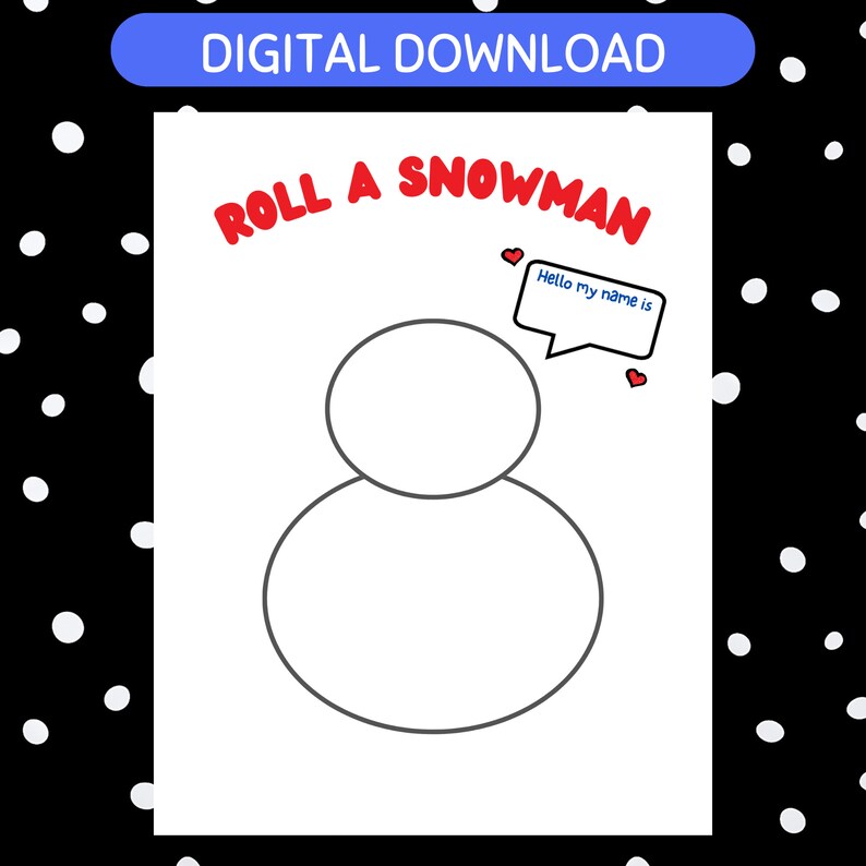 Roll a Snowman Dice Game: Digital Download for Kids, Winter Party ...