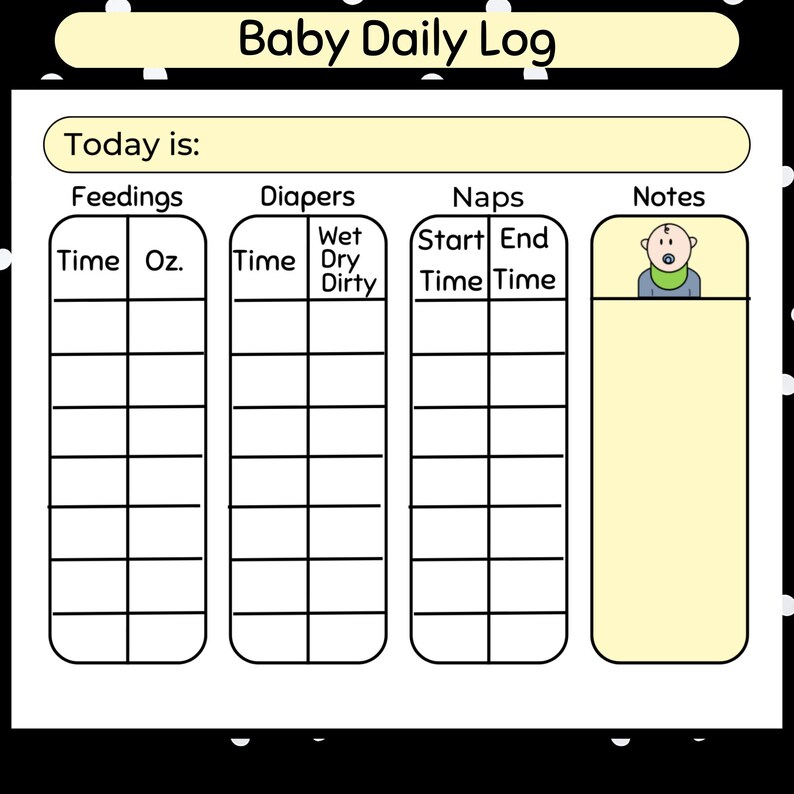Printable Baby Log Newborn Care Tracker & Infant Schedule, Baby Feeding ...