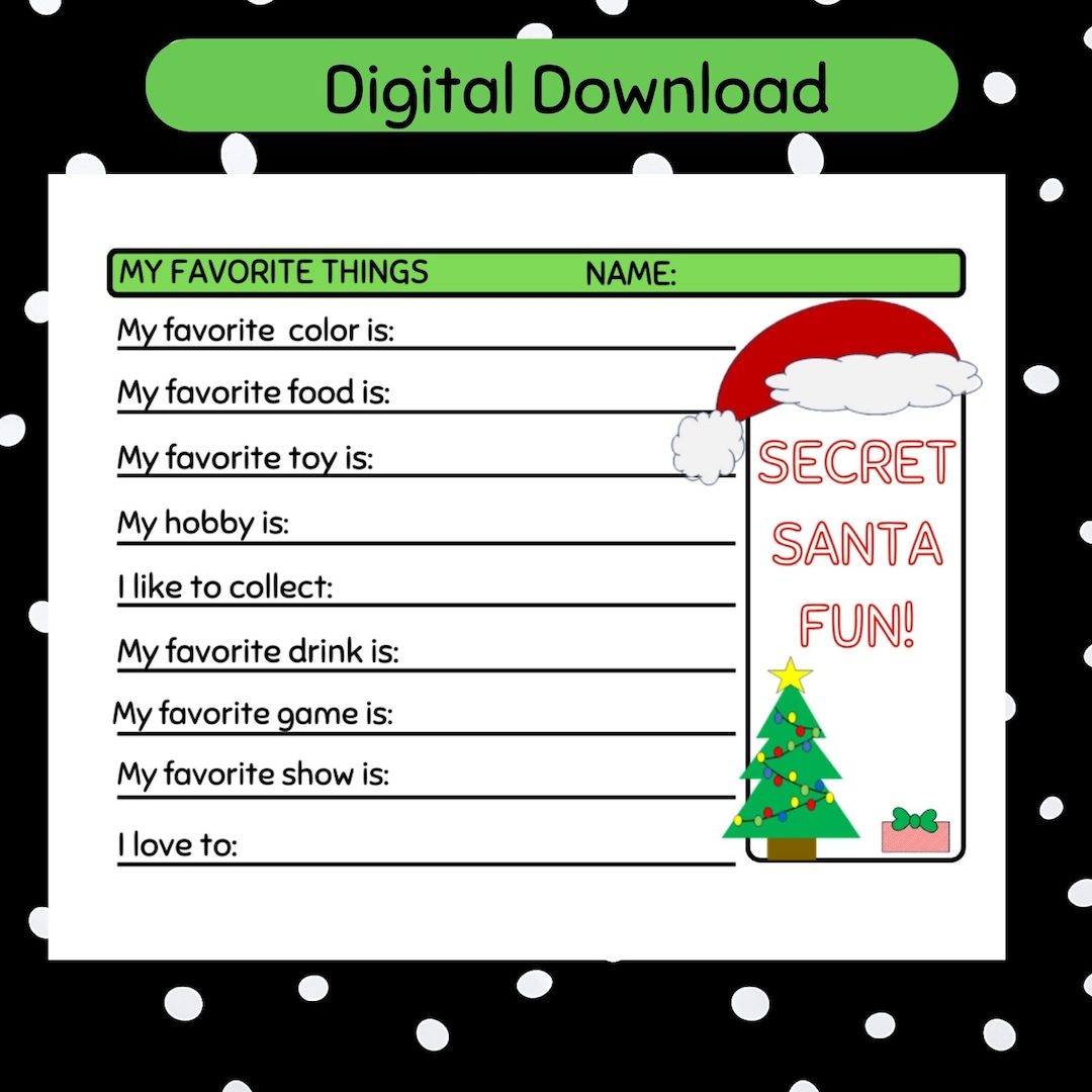 Cute Secret Santa Template Fun Printable Christmas Gifting Kids Party ...