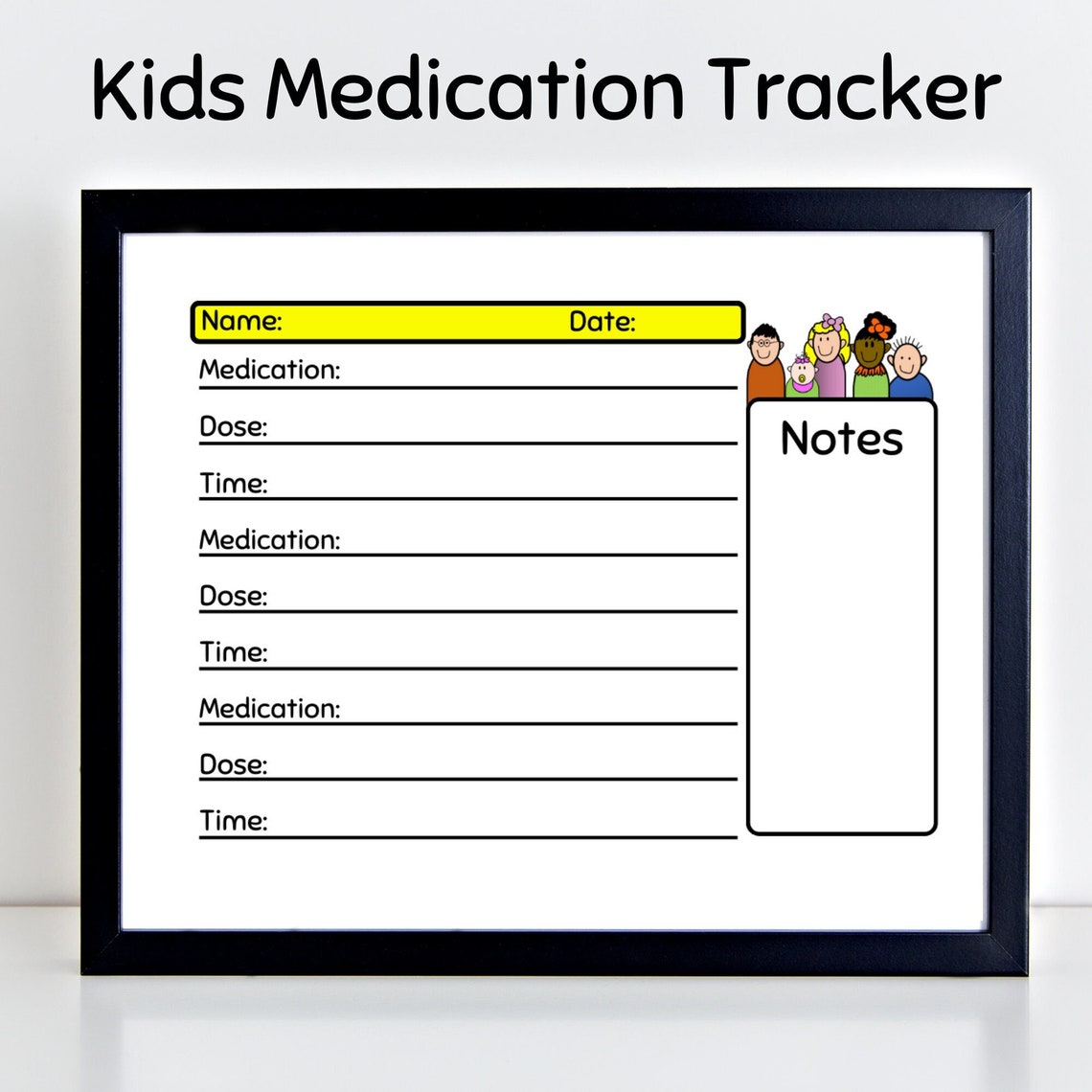 Kids Medication Log Chart Tracker 4 List Planner Kid Cute Medication ...