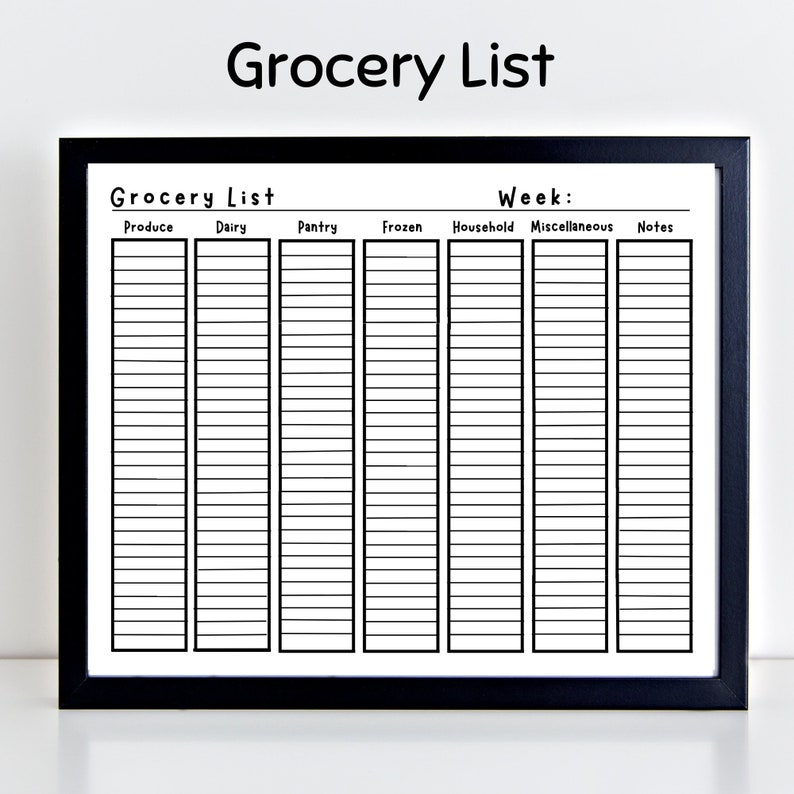Simple List for Weekly Groceries, Easy | Blank Grocery List Printable ...