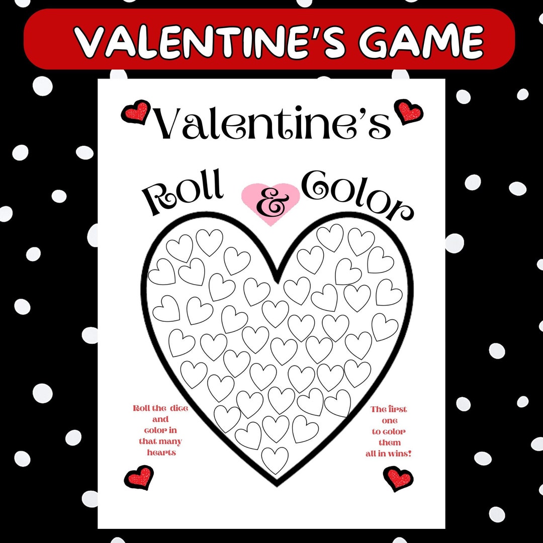 Game Fun Valentines Roll and Color Roll the Dice Group Game Printable ...