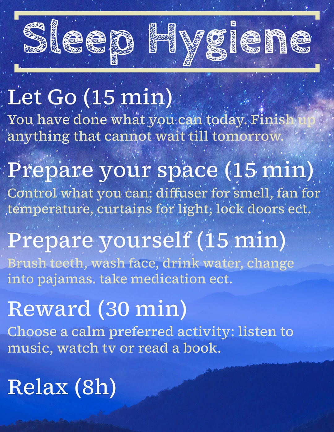 Sleep Hygiene Routine - Etsy
