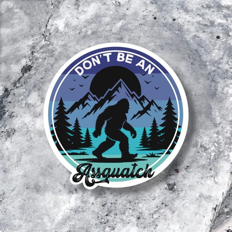 Vintage Bigfoot Silhouette Sticker: Funny Cryptid Forest Decal for ...