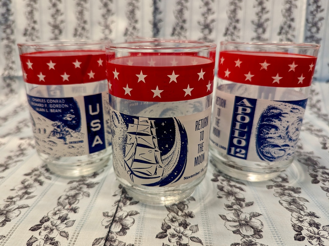 Set of Four Apollo 12 Red NASA Glasses by Libbey - Etsy