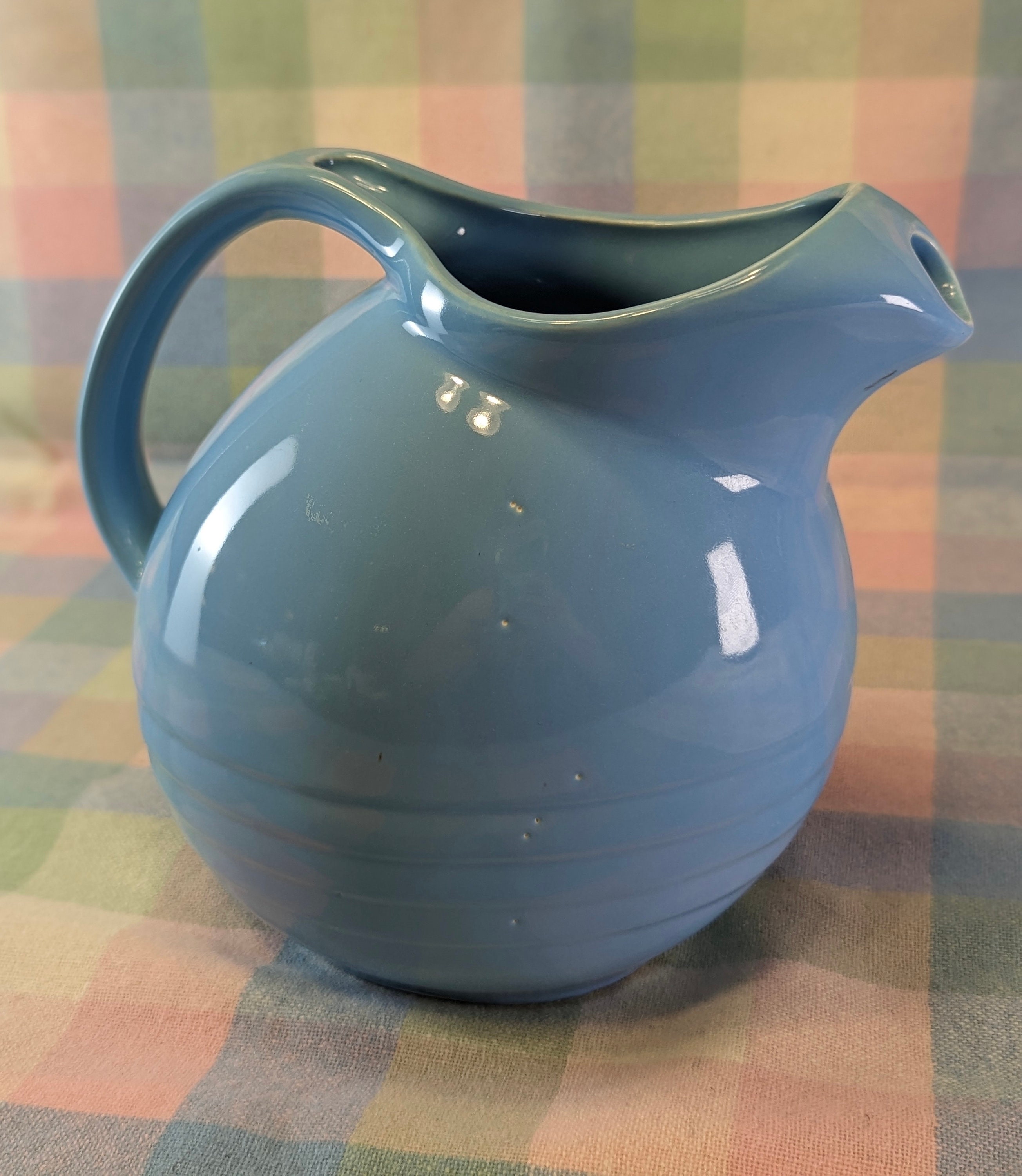 Vintage Hull Mar-crest Blue Banded Ball Pitcher - Etsy