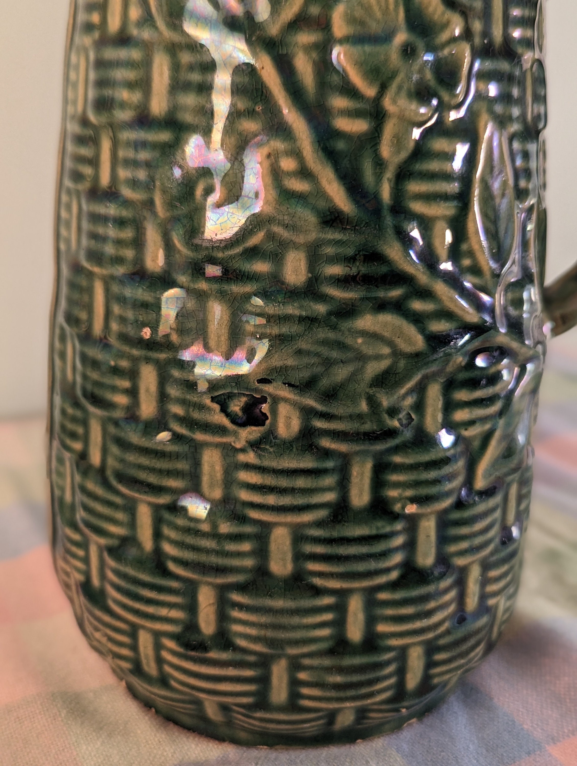 Vintage Uhl Pottery Green Stoneware Pitcher - Etsy