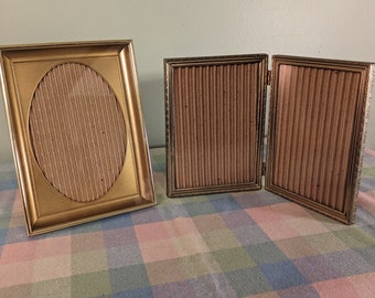 Vintage Brass Metal Photo Frame Set - Etsy
