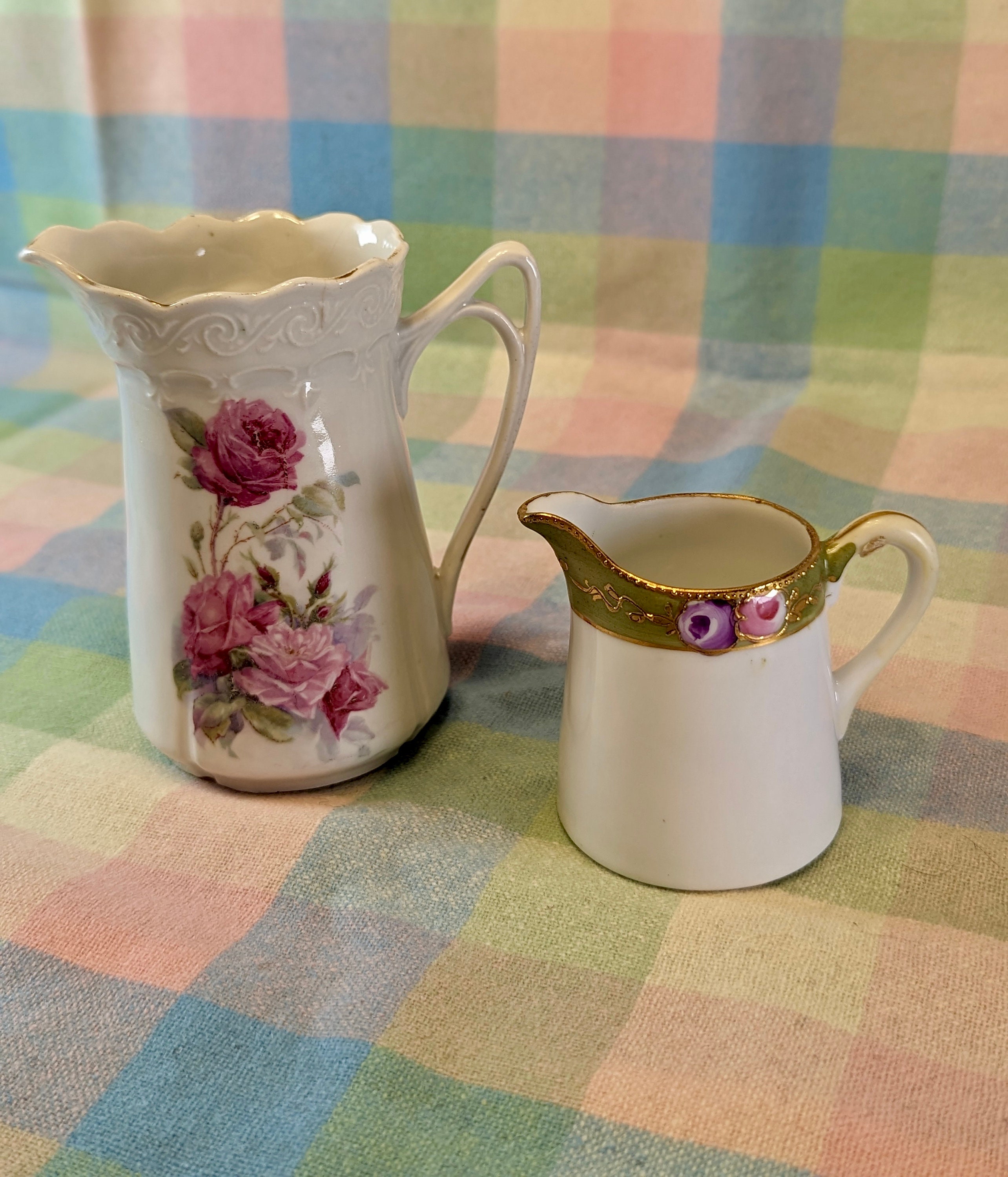 Vintage Hand-painted Creamer Pitchers Set of 2 - Etsy
