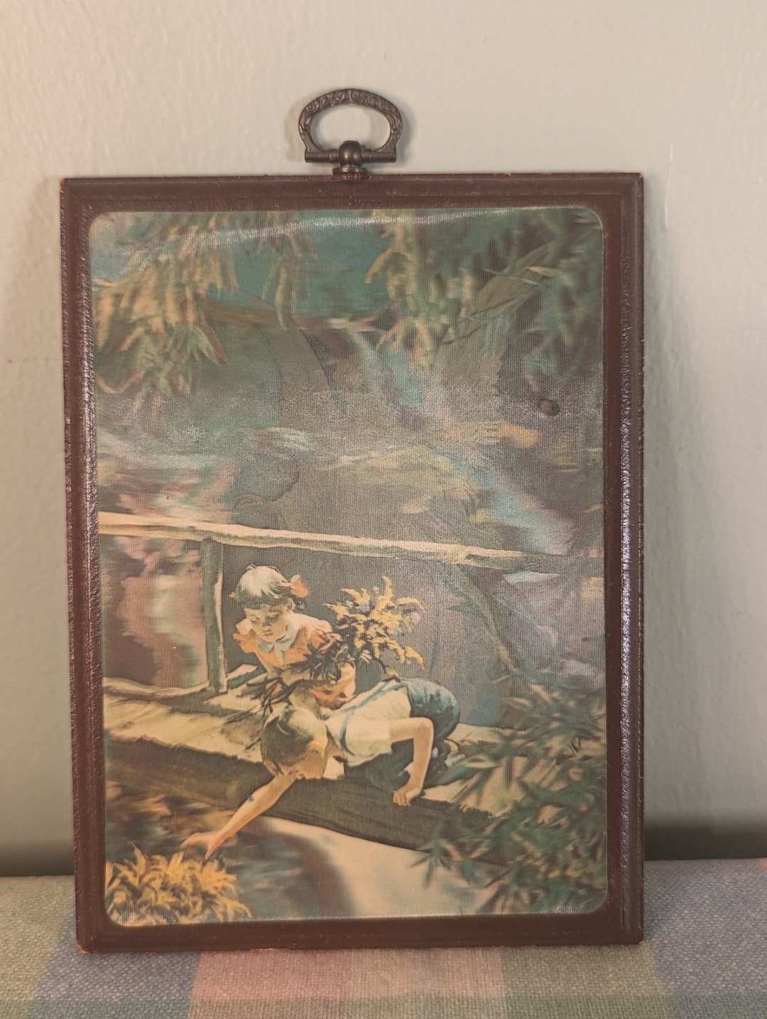 Vintage Guardian Angel Over Children Plaque Picture Lenticular - Etsy