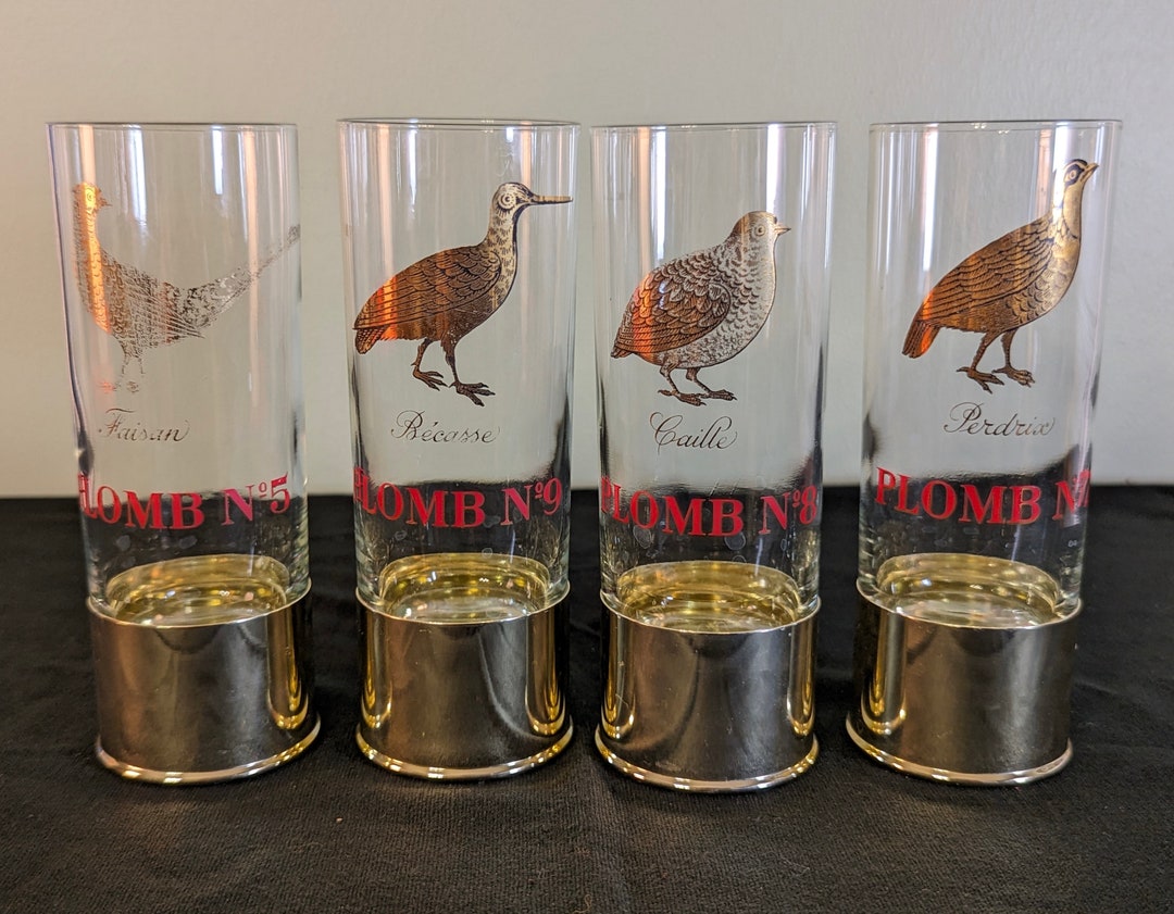 Vintage Hunting Gamebirds PLOMB Tumblers With Shotgun Shell Brass ...