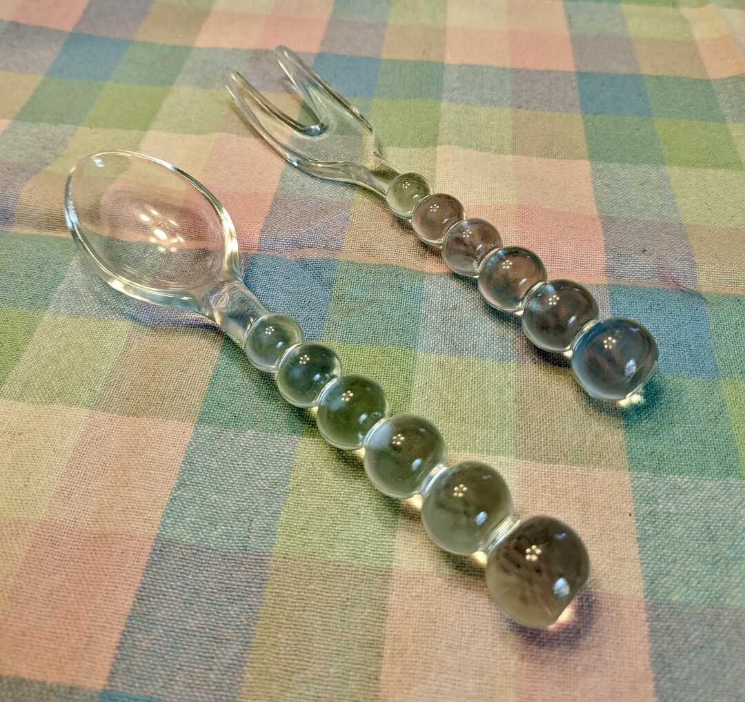 Vintage Imperial Glass Serving Set Fork and Spoon - Etsy