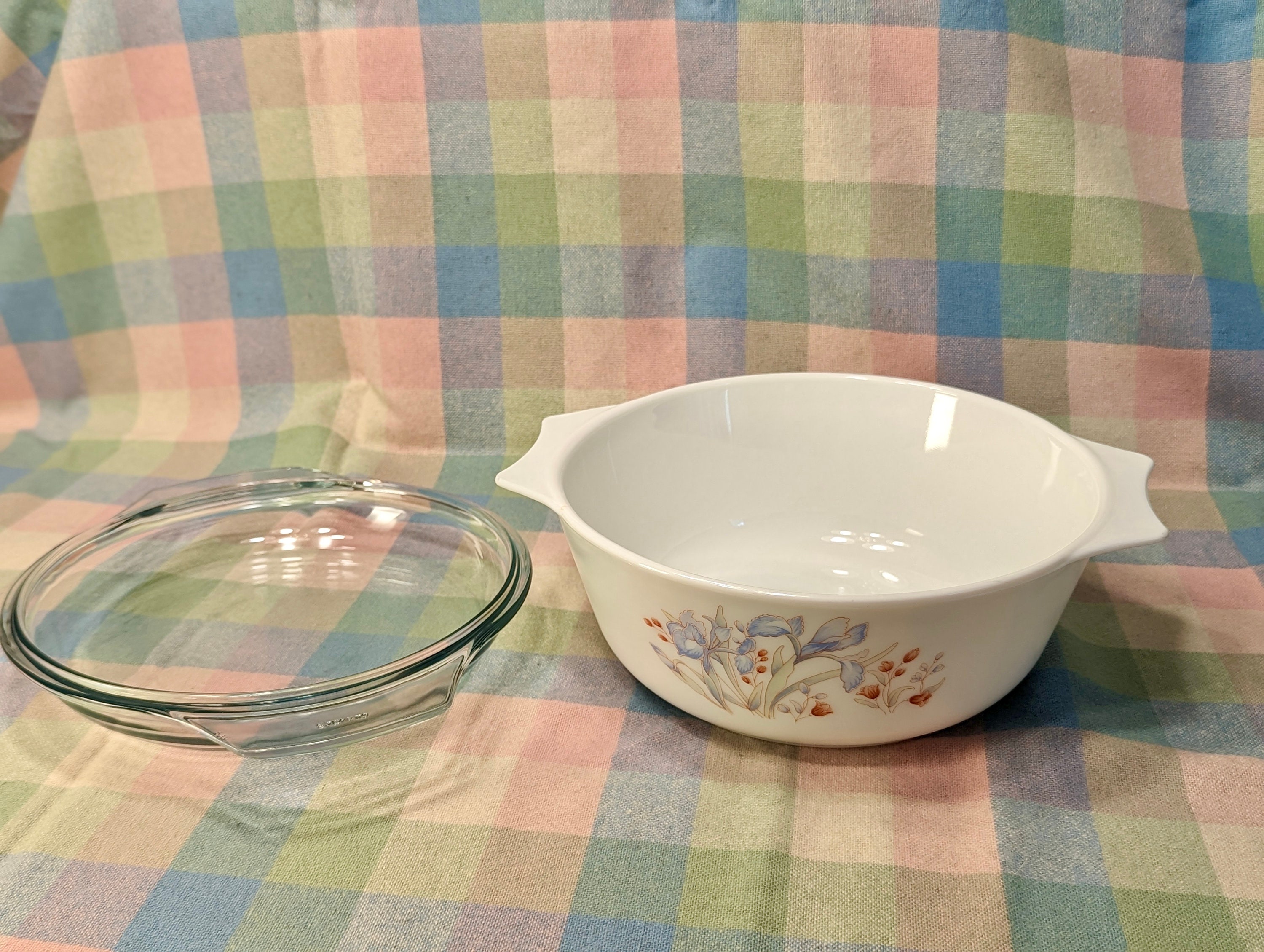 Vintage Pyrex England Blue Iris Pattern Casserole With Lid - Etsy