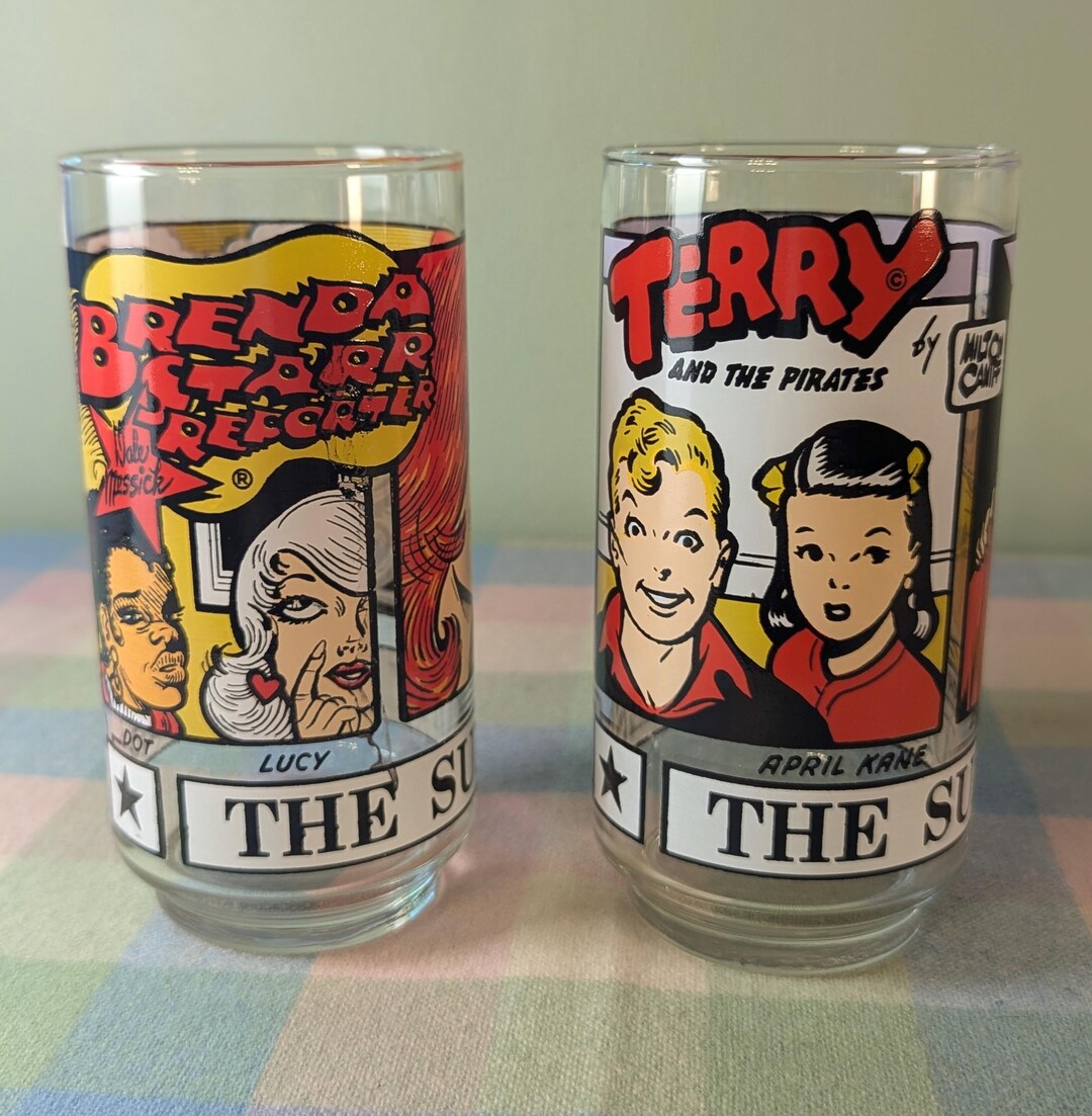 Vintage Libbey Newspaper Sunday Funnies Drinking Glasses - Set of 2 - Etsy