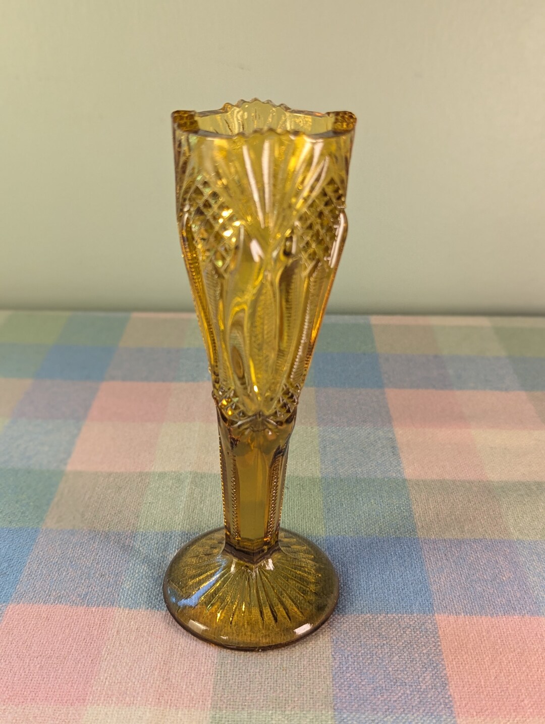 Vintage Indiana Glass Amber Fluted Bud Vase With Cut Details - Etsy