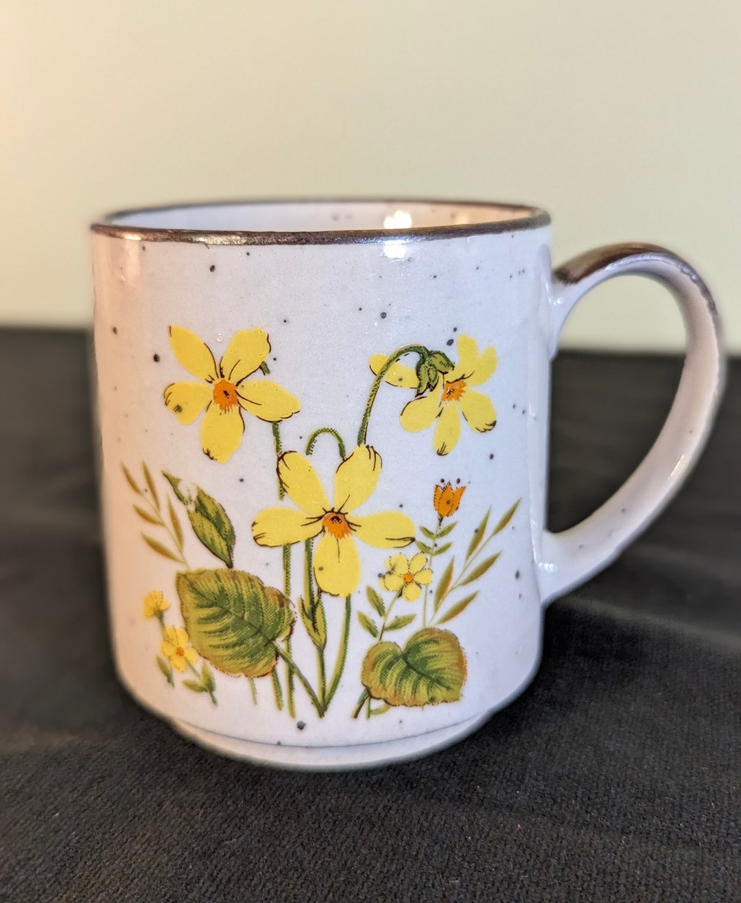 Vintage Yellow Flower Ceramic Mug - Etsy