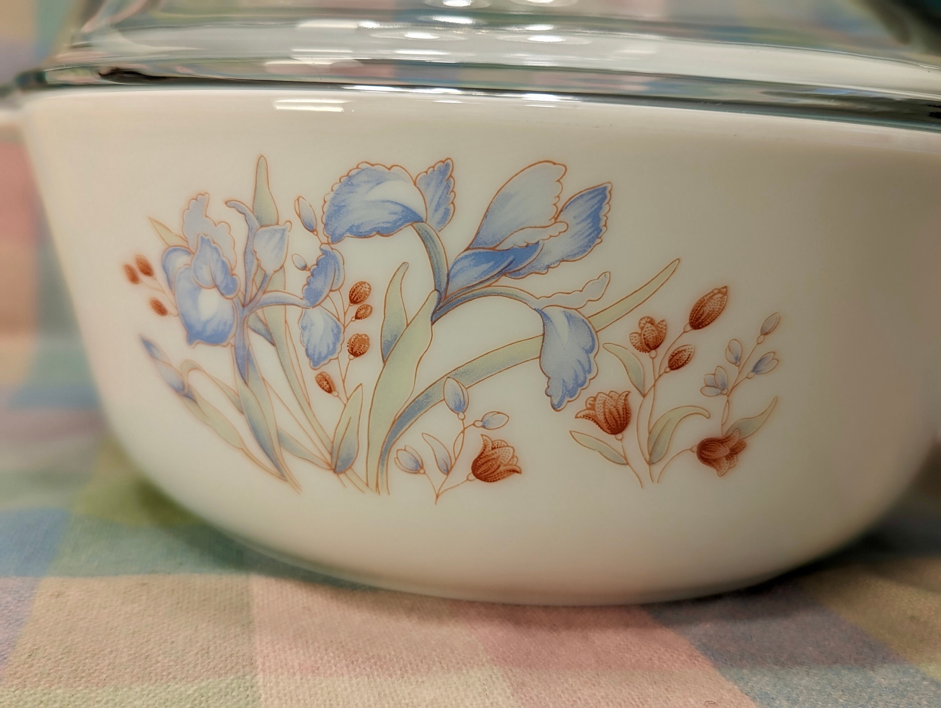 Vintage Pyrex England Blue Iris Pattern Casserole With Lid - Etsy