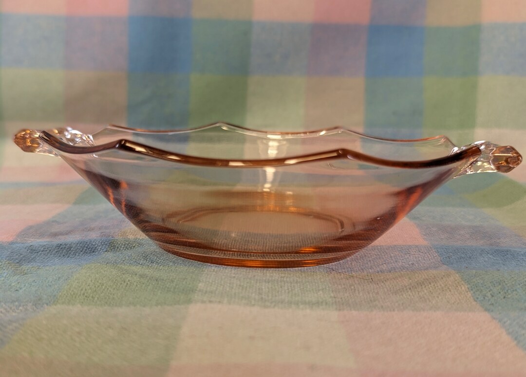 Vintage International Glass Pink Depression Glass Octagon 2 Handled ...