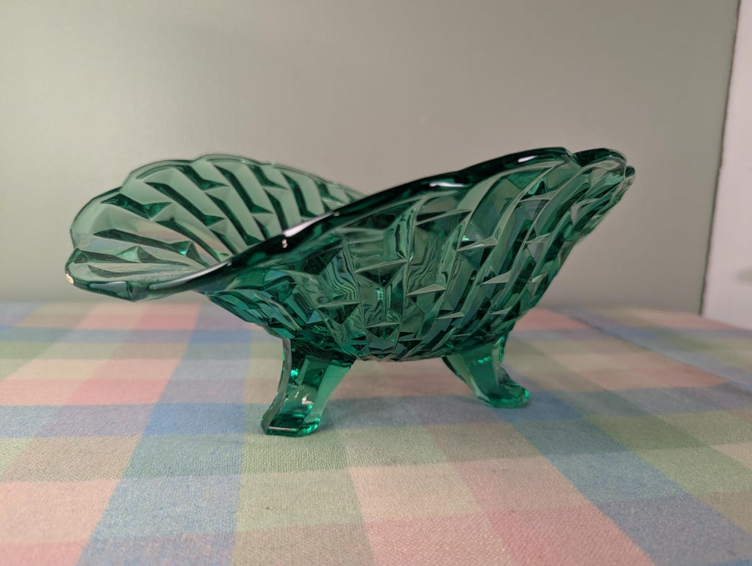 Vintage Central Glass Works Frances Uranium Glass Footed Bowl - Etsy