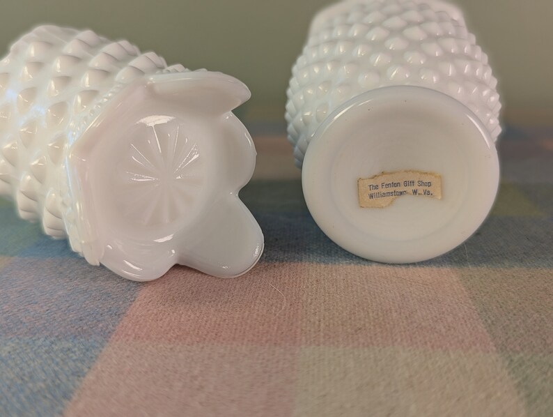 Vintage Fenton Hobnail Milk Glass Vase and Toothpick Holder - Etsy