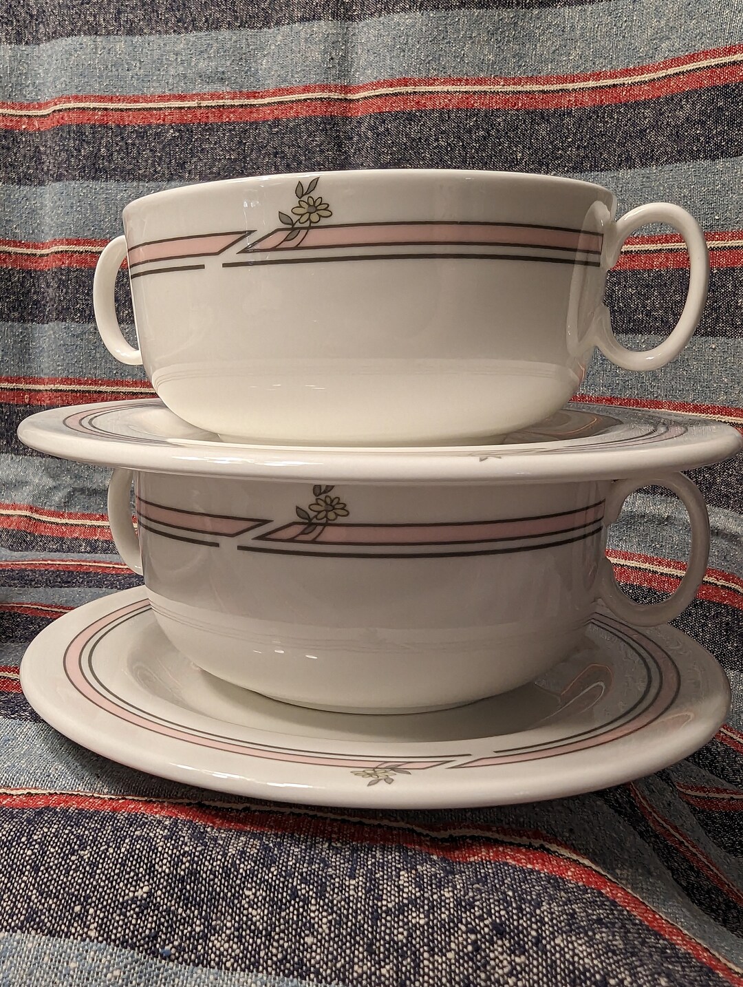 Vintage Royal Doulton Bone China Double Handled Tea Cup With Saucer ...