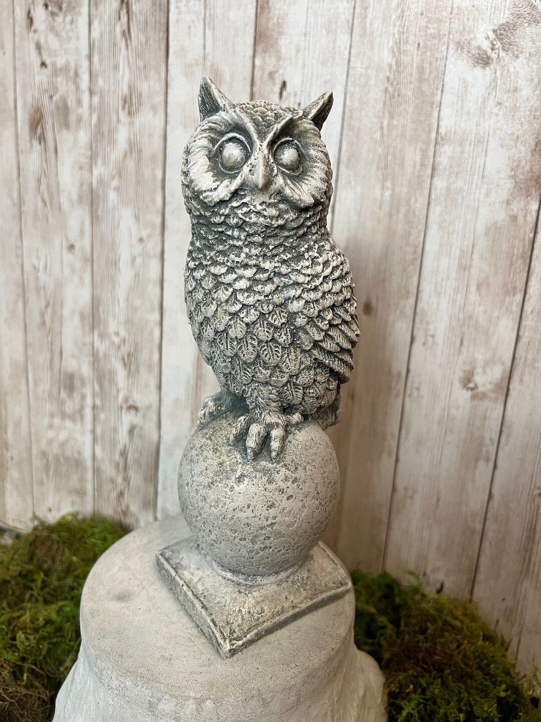 Cast Stone Owl on a Finial, Owl Finial, Finial Owl Statue, Concrete Owl ...