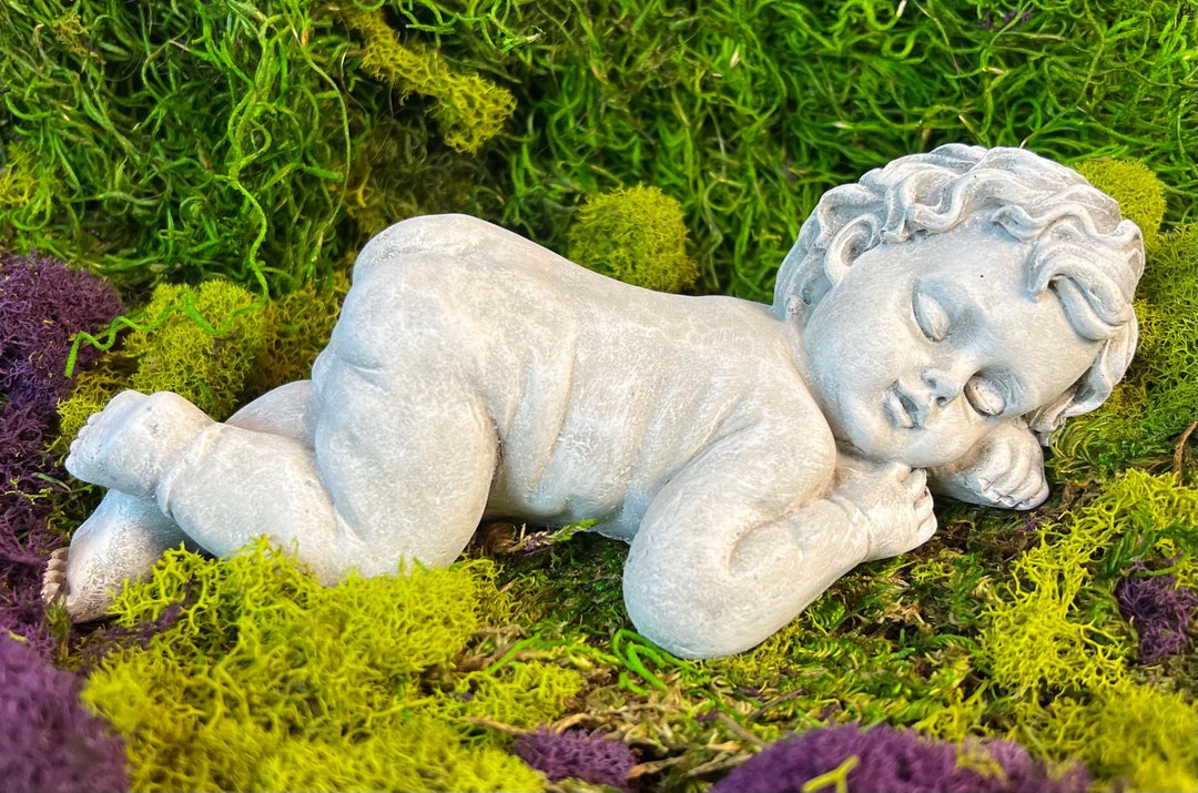 Angelic, Sleeping Baby Statue, Cherub, Angel, Sweet Concrete Angel ...