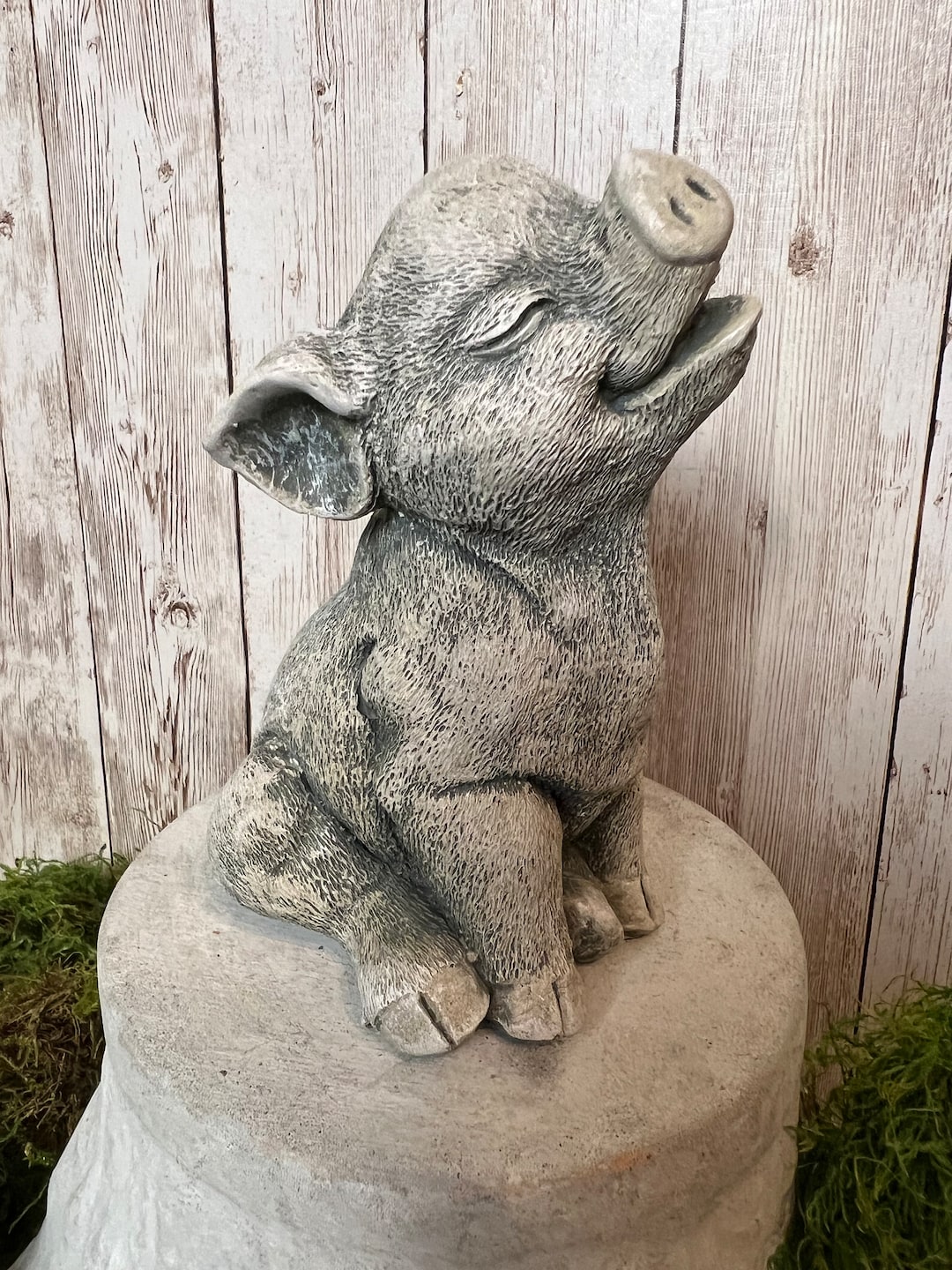 Adorable, Smiling Cast Stone Pig, Concrete Pig 5 X 3.5 X 3 Inches - Etsy