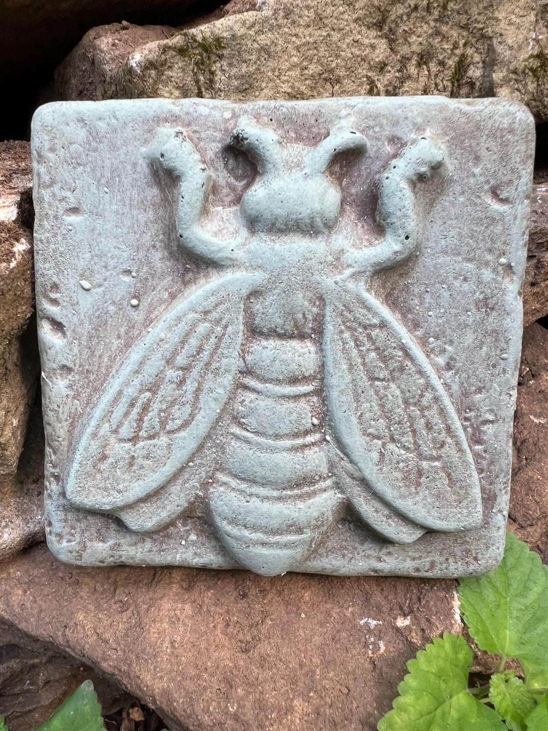 Honey Bee, Concrete, Cast Stone, Honey Bee, Wall Tile, Aged Moss Stain ...