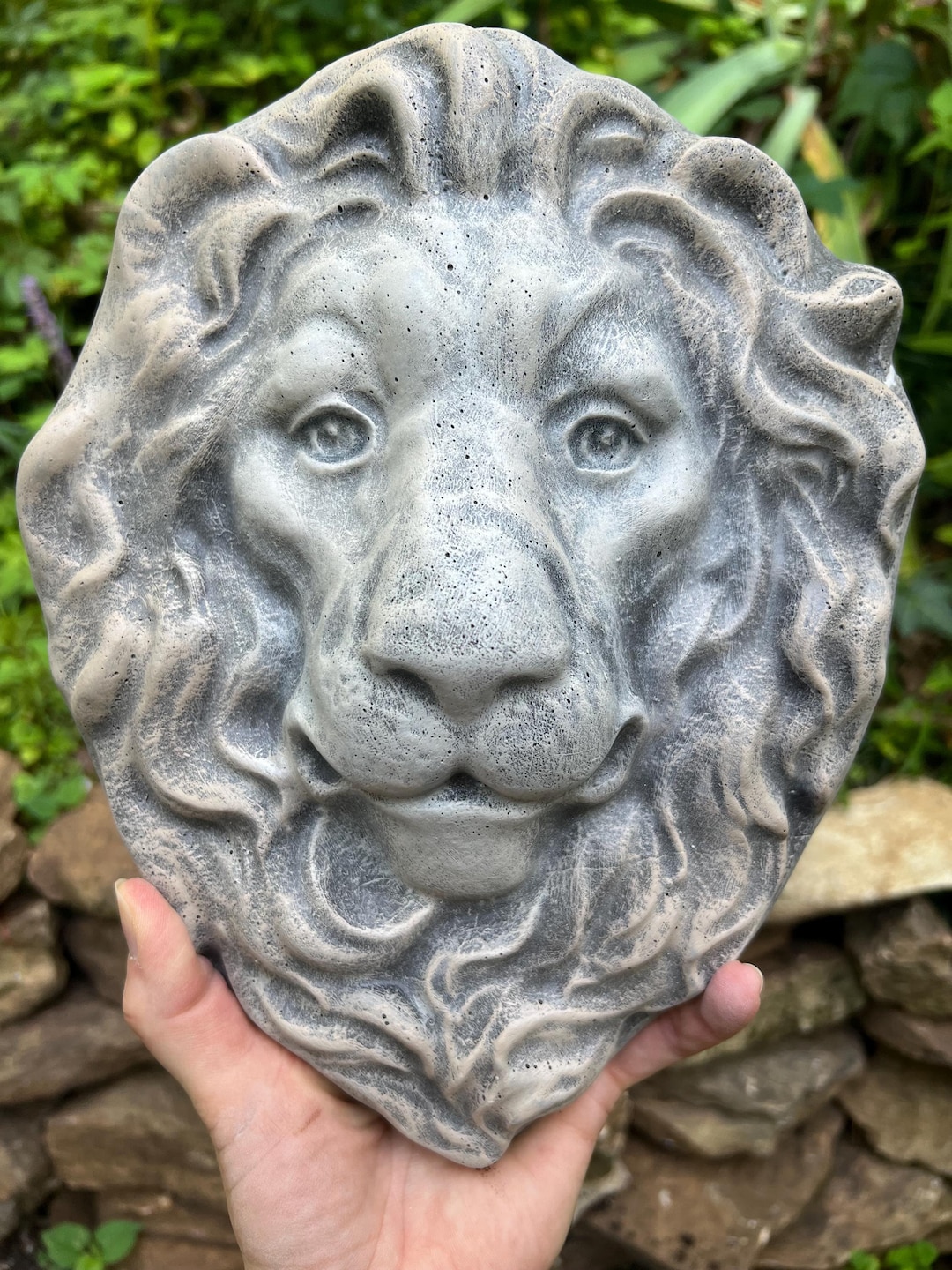 Lion Head Wall Plaque, Lion Head Garden Plaque, Green Man, Wall Plaque ...