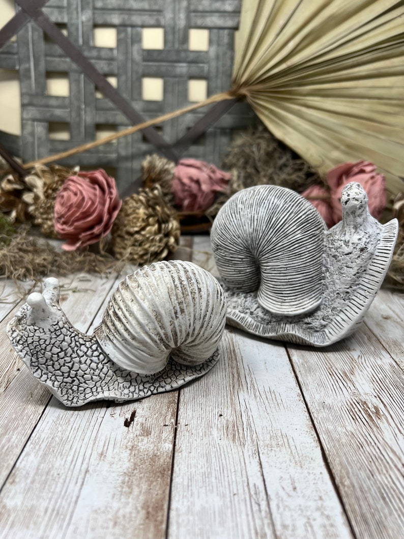Set of Concrete Snail Statues, Snail Figurines - Etsy