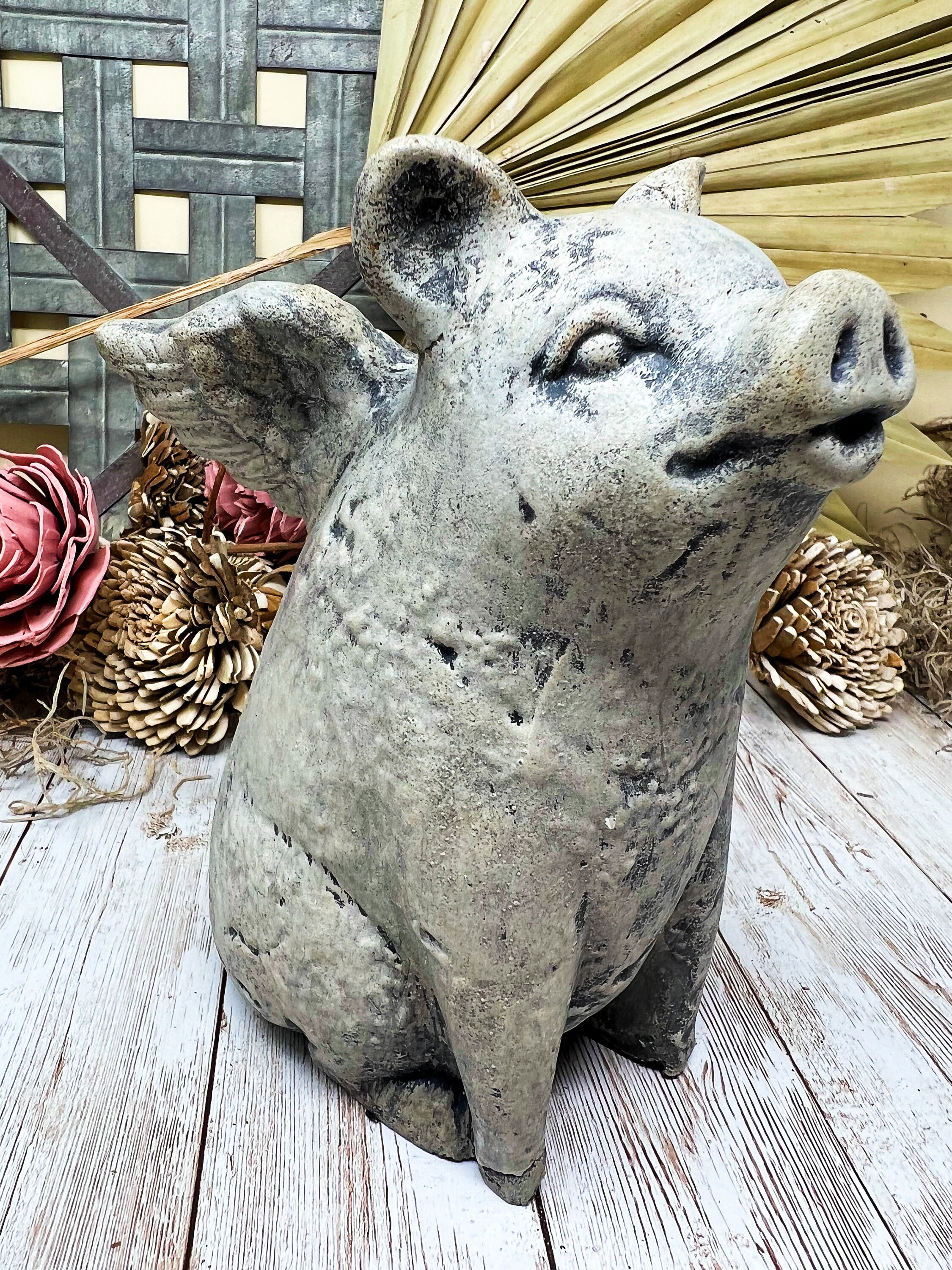 When Pigs Fly Statue, Pig With Angel Wings Statue, Aged Stone Finish ...