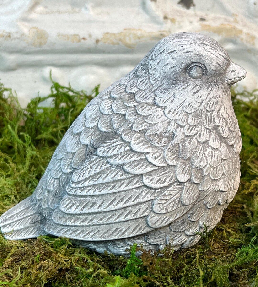 Fat Bird Statue, Whimsical Bird Statue, Concrete, Cast Stone Bird ...