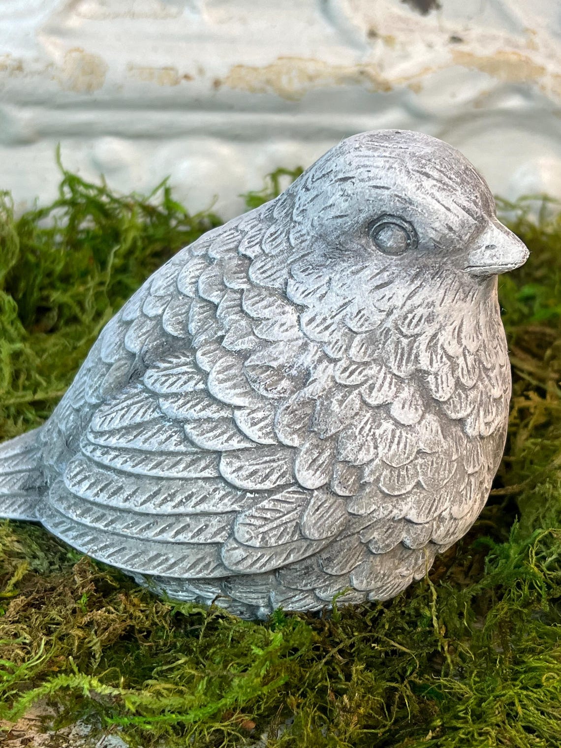 Fat Bird Statue, Whimsical Bird Statue, Concrete, Cast Stone Bird ...