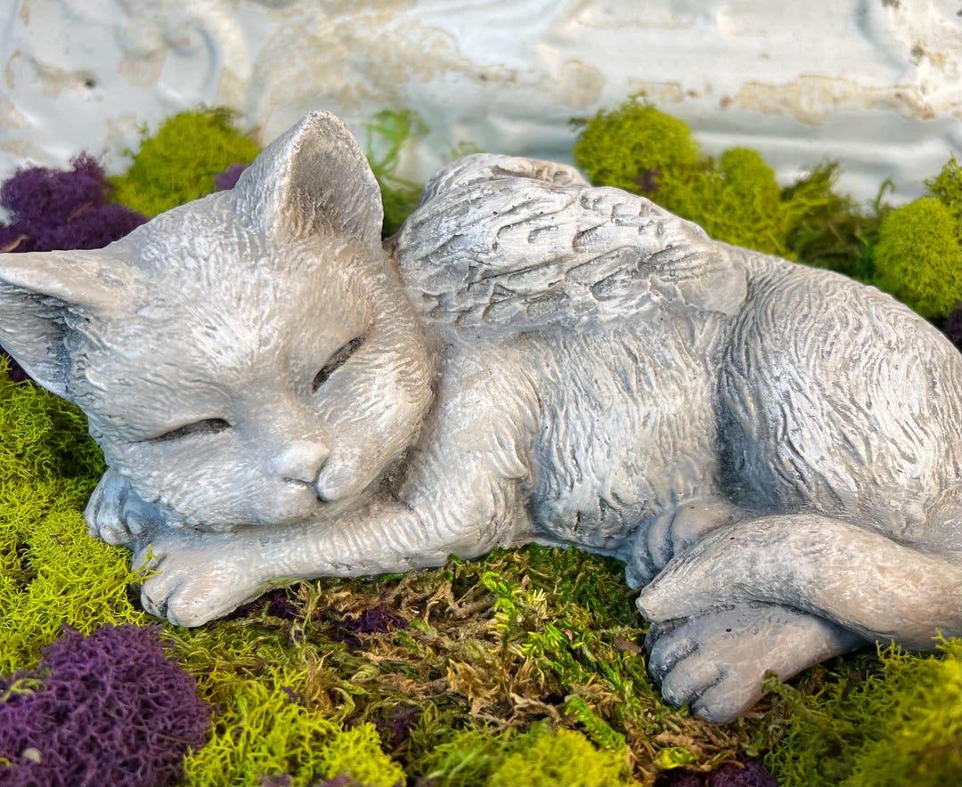 Cat Statue, Ready to Ship, Sleeping Angel Cat Statue, Cat Statue, Cat ...