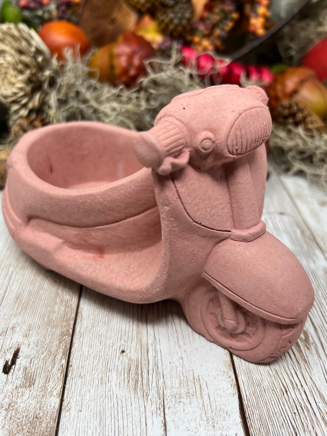 ROSE PINK Cute Concrete Succulent Italian Scooter Planter - Etsy